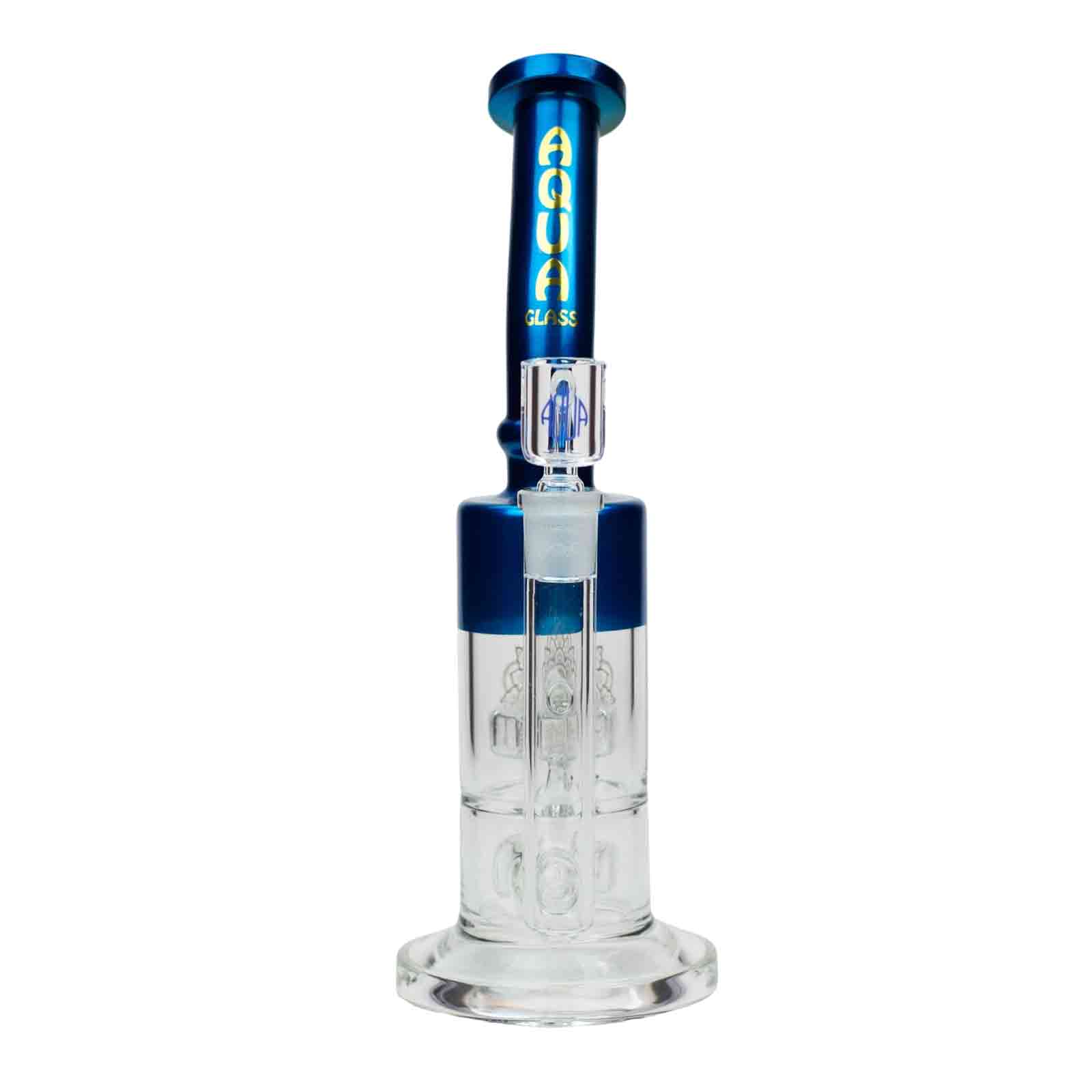 12" AQUA Dual Barrel Diffuser Glass Bong – PILOTDIARY