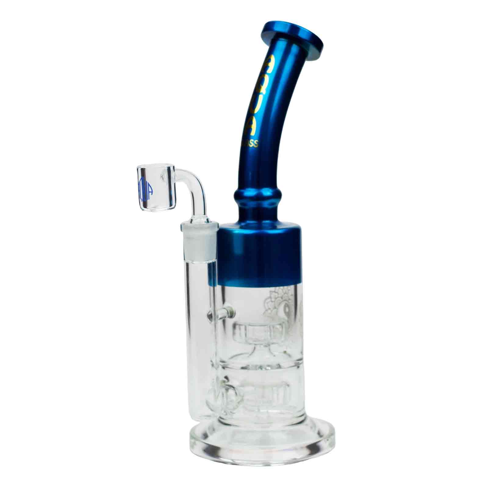12" AQUA Dual Barrel Diffuser Glass Bong – PILOTDIARY